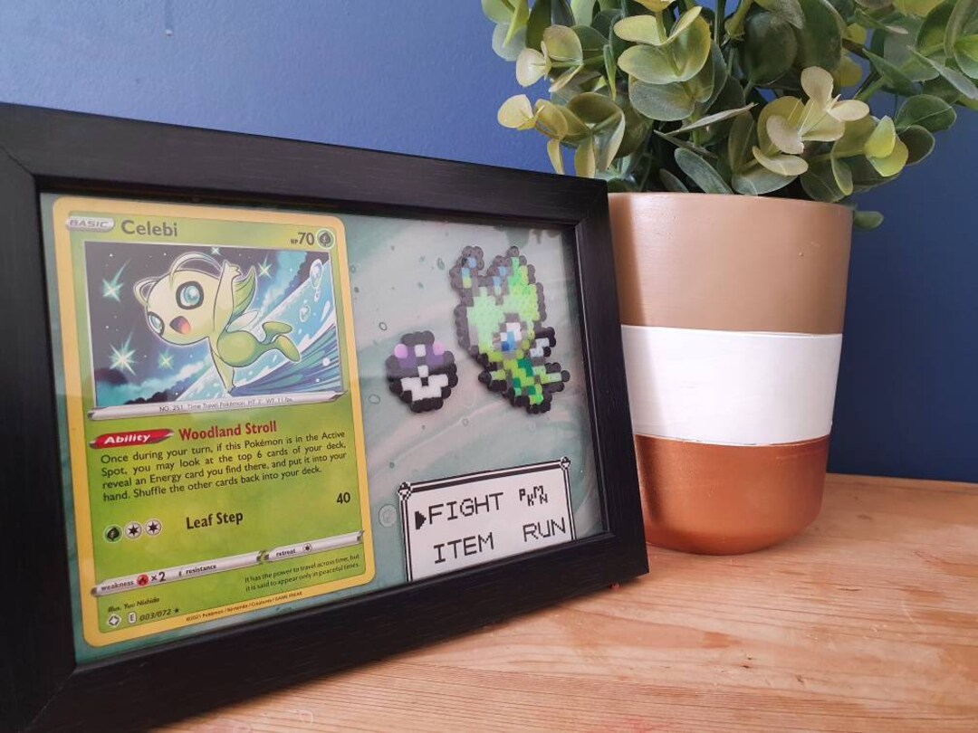 Handmade Celebi Pokémon Pixel Art Framed Picture With TCG Card - Etsy UK