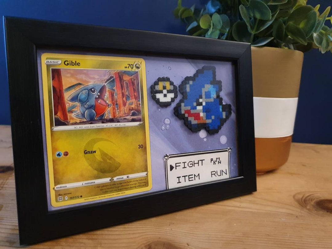 Handmade Gible Pokémon Pixel Art Framed Picture With TCG Card - Etsy UK
