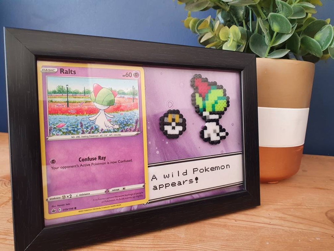 Handmade Ralts Pokémon Pixel Art Framed Picture With TCG Card - Etsy