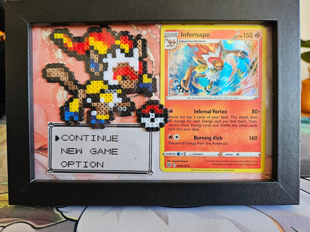 Handmade Infernape Pokémon Pixel Art Framed Picture With TCG Card - Etsy