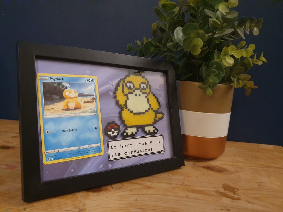 Handmade Psyduck Pokémon Pixel Art Framed Picture With TCG Card - Etsy