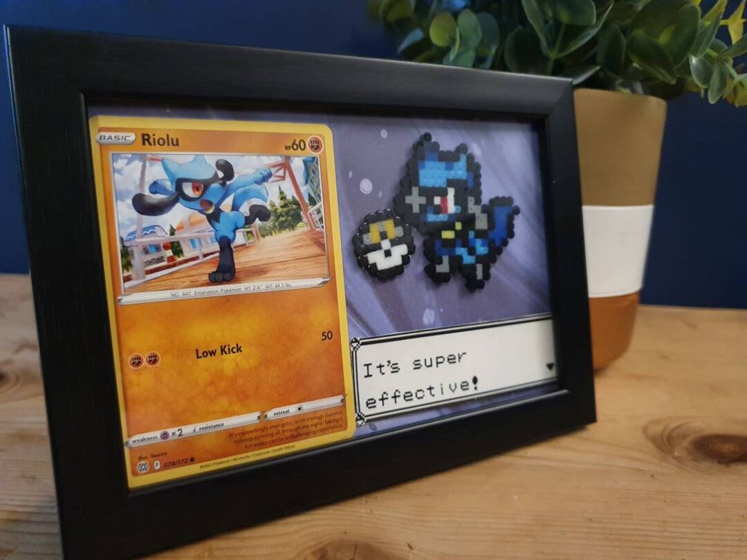 Handmade Riolu Pokémon Pixel Art Framed Picture With TCG Card - Etsy UK