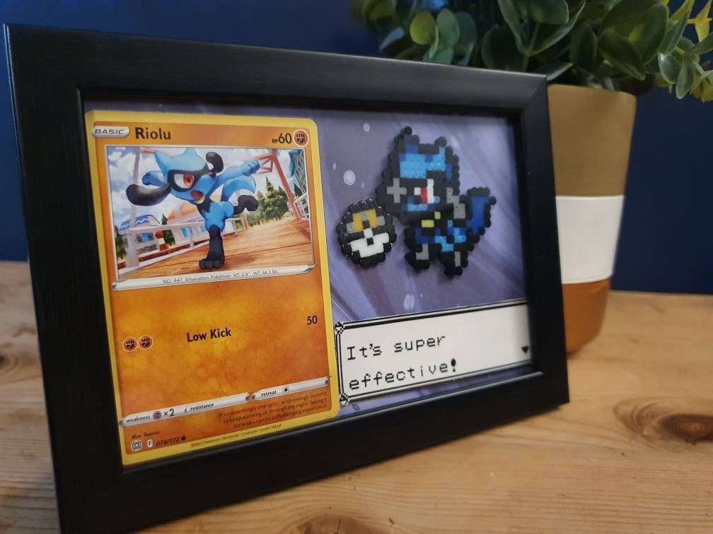 Handmade Riolu Pokémon Pixel Art Framed Picture With TCG Card - Etsy UK
