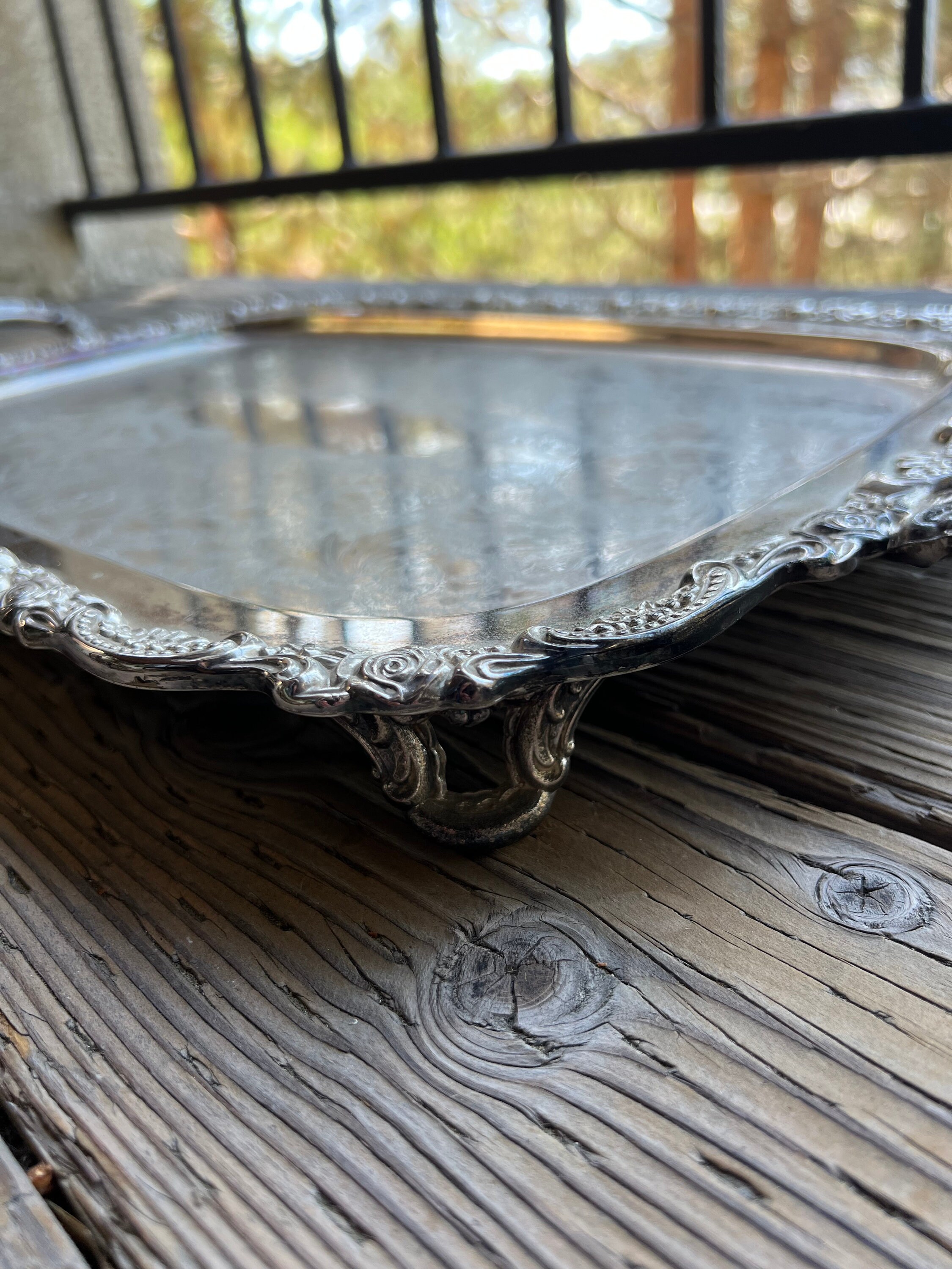 Oneida Large Silver Ornate Tray With Handles - Etsy