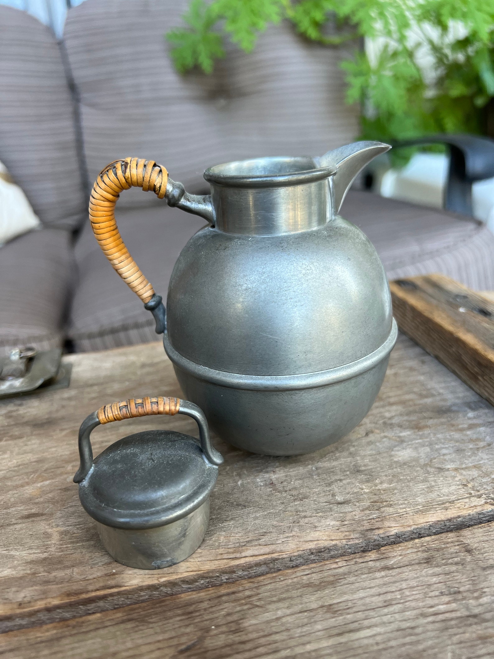 Pooles Pewter HM2 Small Teapot With Removable Lid Ratan Handle 4.5" X 4 ...