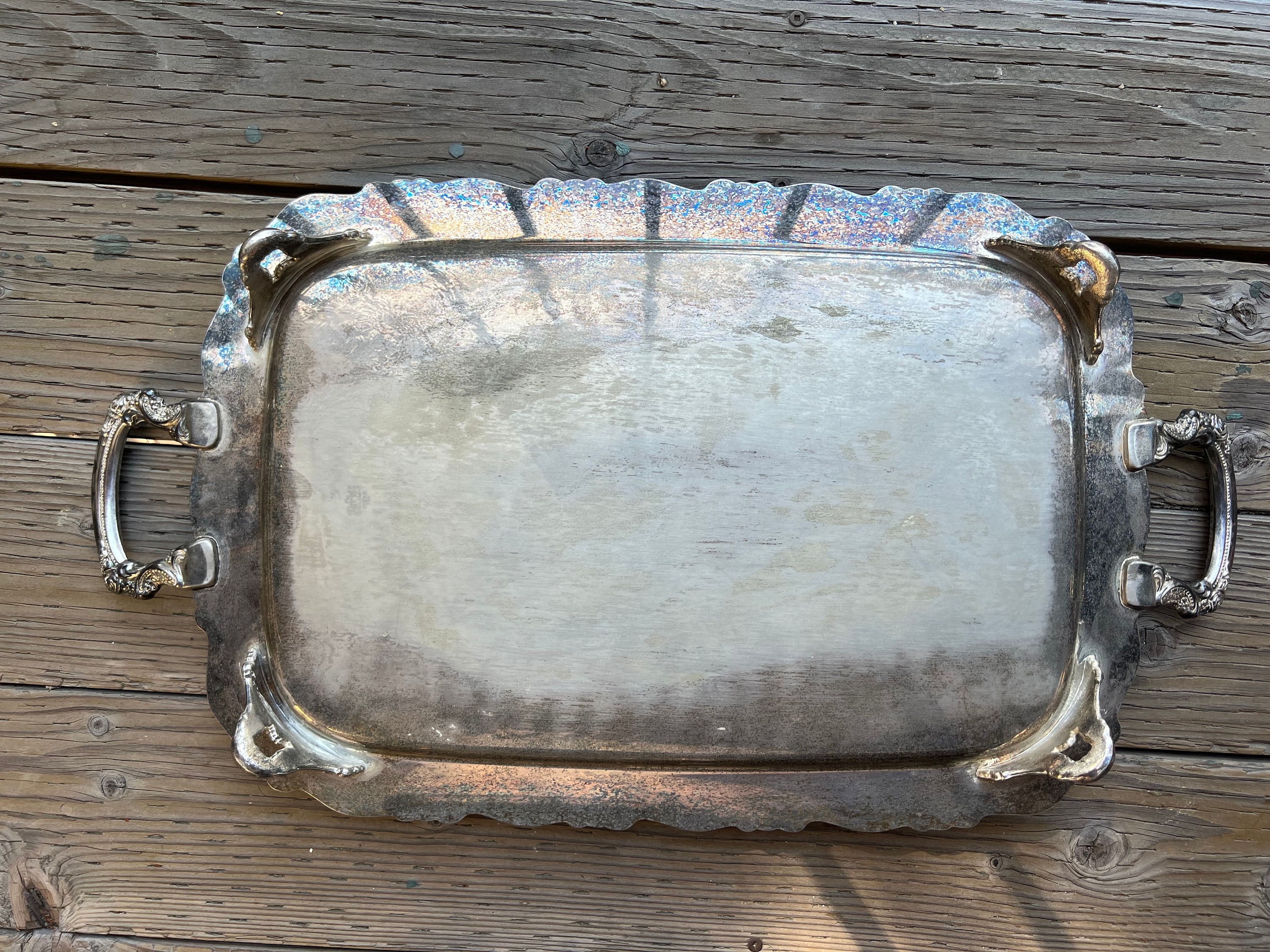 Oneida Large Silver Ornate Tray With Handles - Etsy