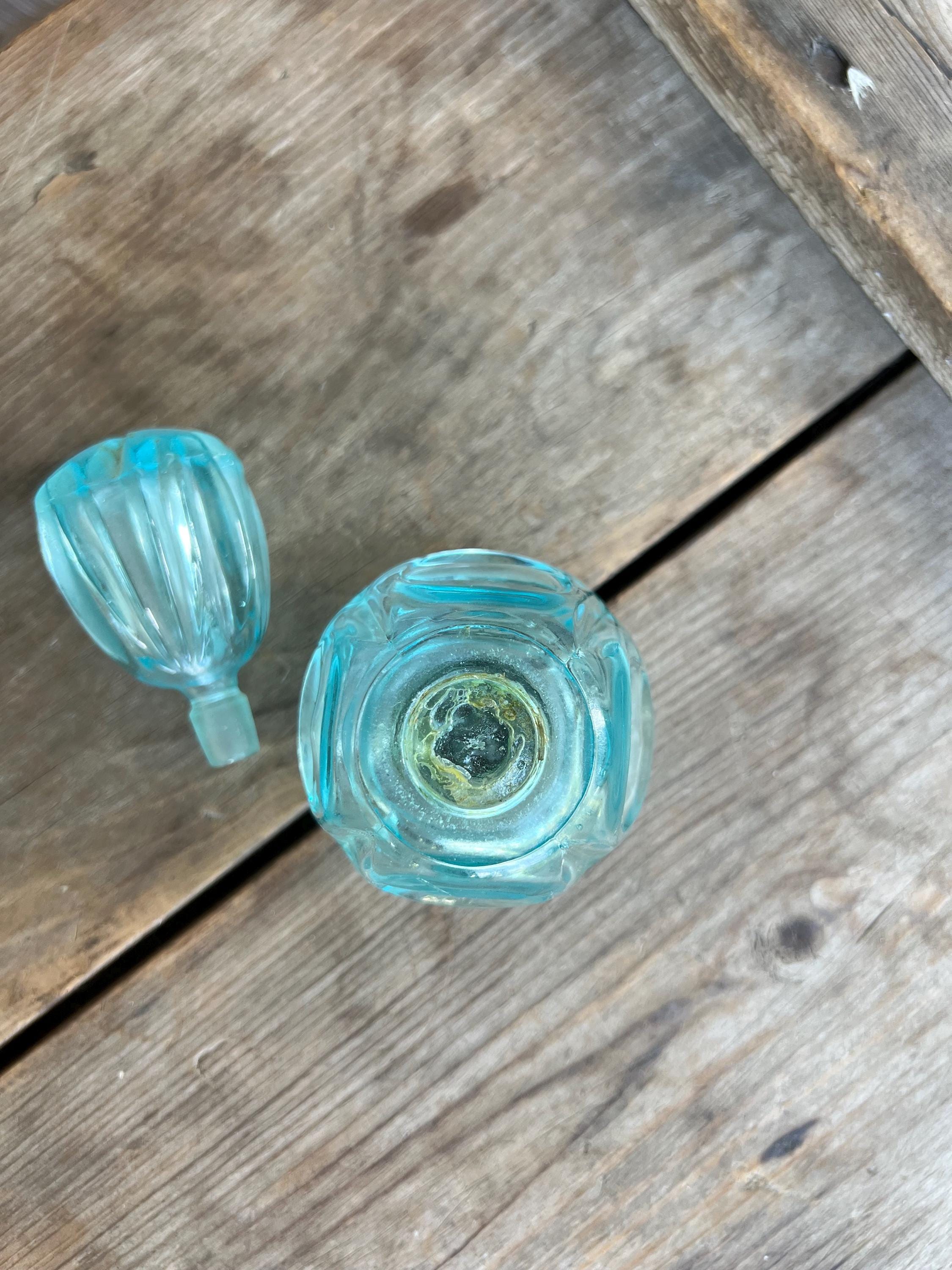 Vintage Aqua Blue Purfume Bottle - Etsy