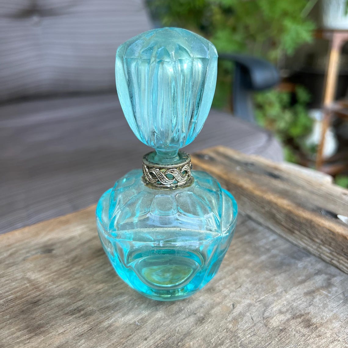 Vintage Aqua Blue Purfume Bottle - Etsy