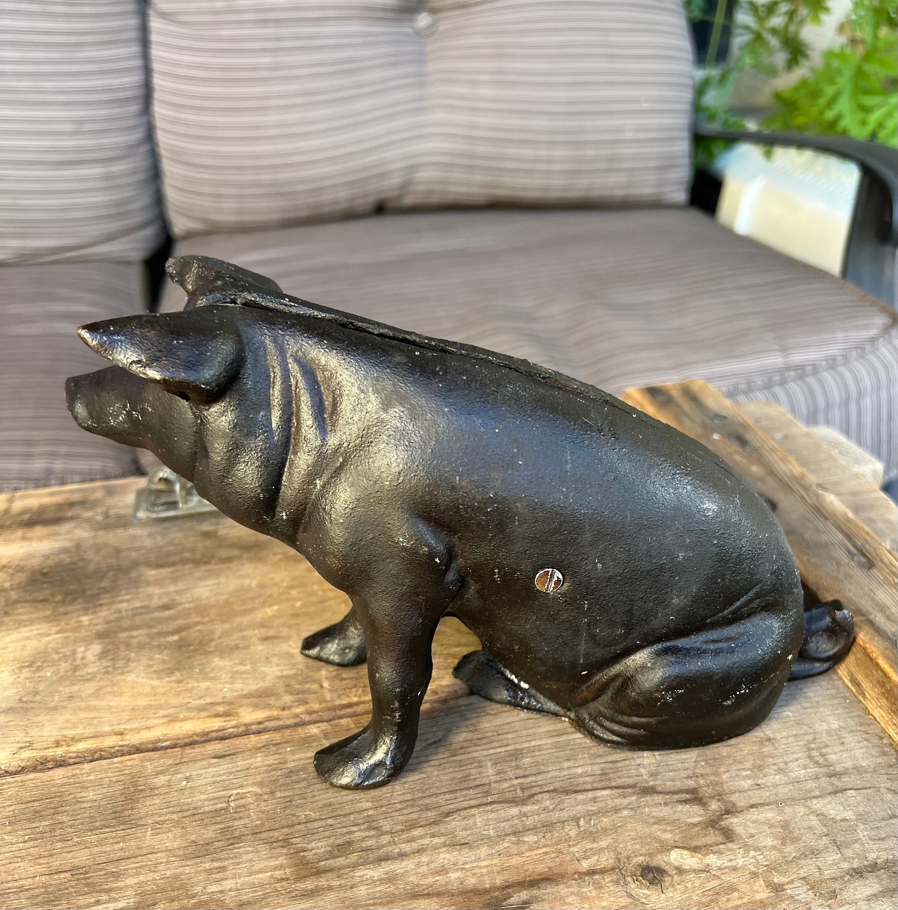 Rare Find Vintage Cast Iron Pig, Piggy Bank - Etsy