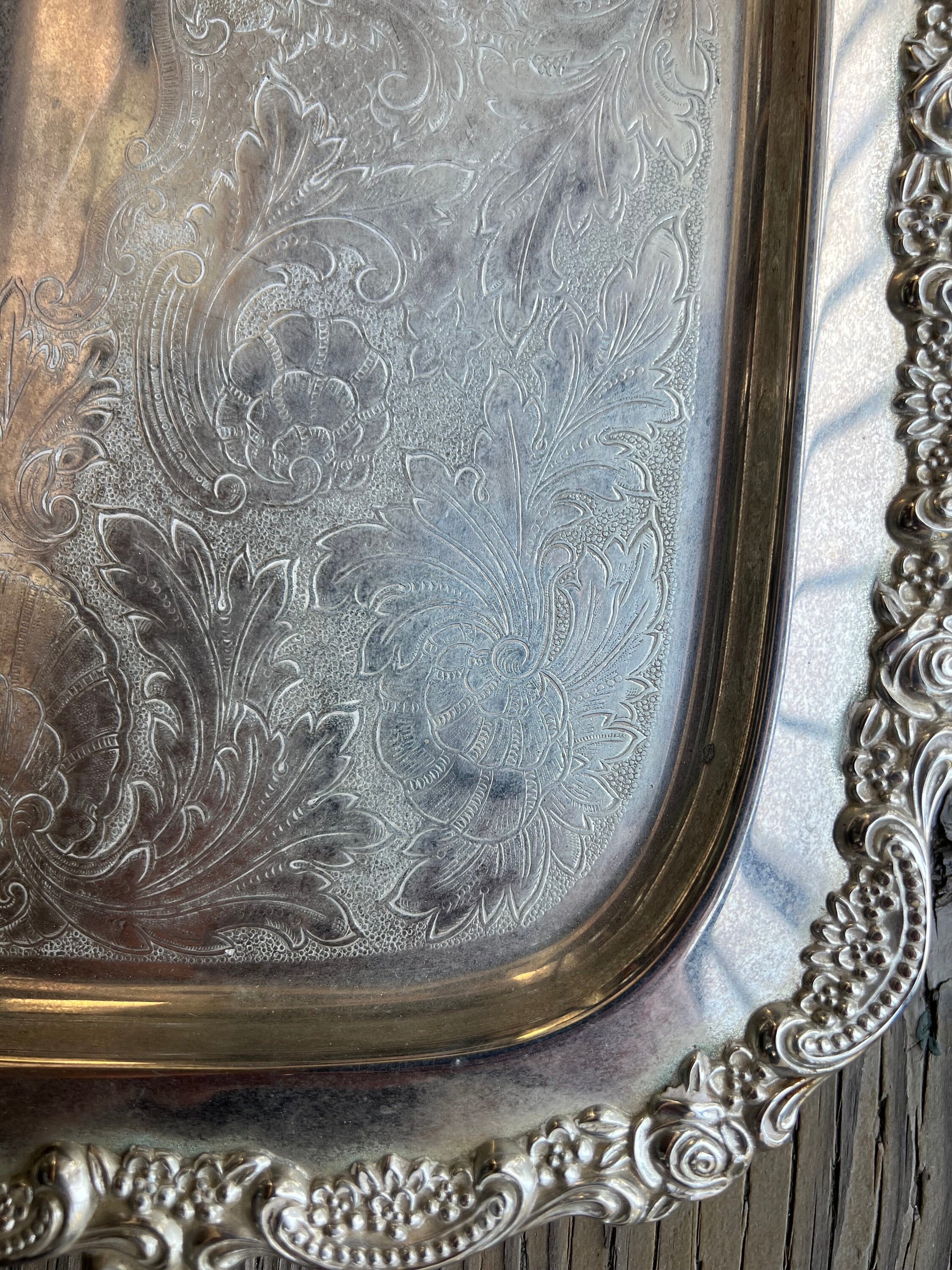 Oneida Large Silver Ornate Tray With Handles - Etsy