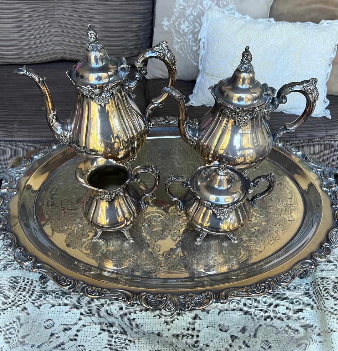 Baroque 5 Pc. Silver Plated Tea/coffee Set by Wallace - Etsy