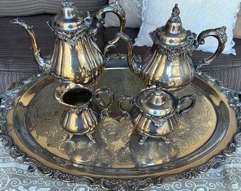 Stunning 5 Piece Heavy Tea Set by Wallace, 1200 Series Baroque Style - Etsy