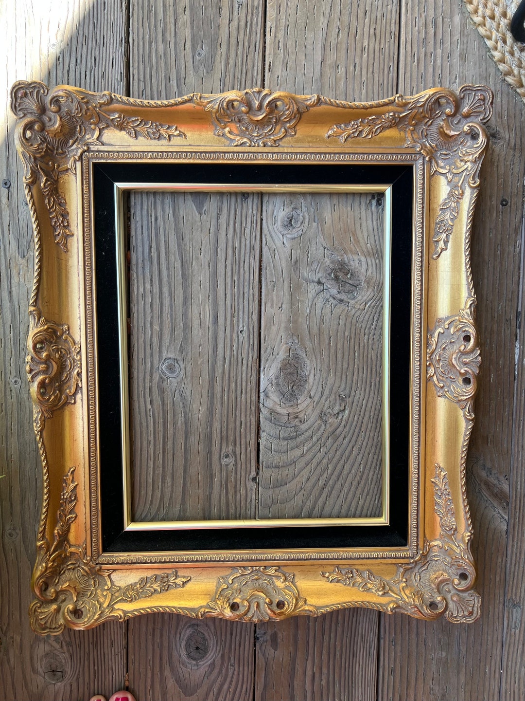 Baroque, Gold Gilt and Black Velvet Frame - Etsy