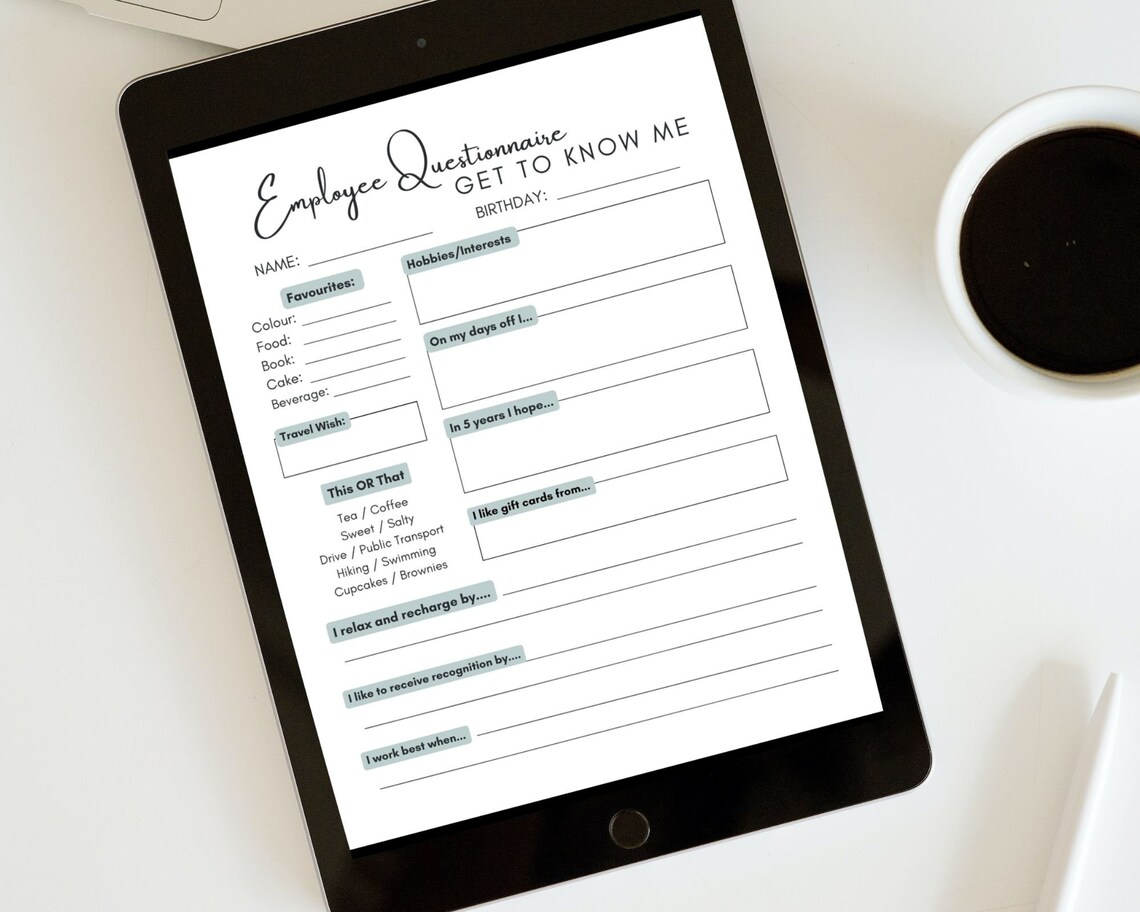 Employee Favourites Survey, Fillable PDF Survey, Customized, Editable ...
