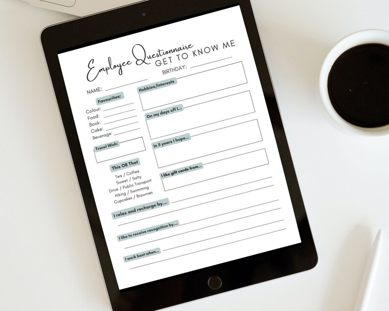 Employee Favourites Survey, Fillable PDF Survey, Customized, Editable ...