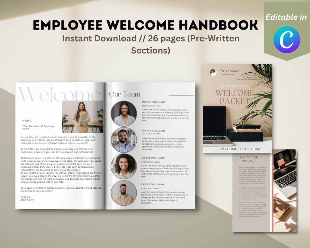 Employee Onboarding Template, HR Manual, New Employee Welcome Handbook ...