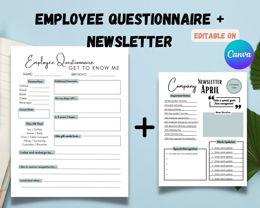 Employee Favourites Survey, Fillable PDF Survey, Customized, Editable ...