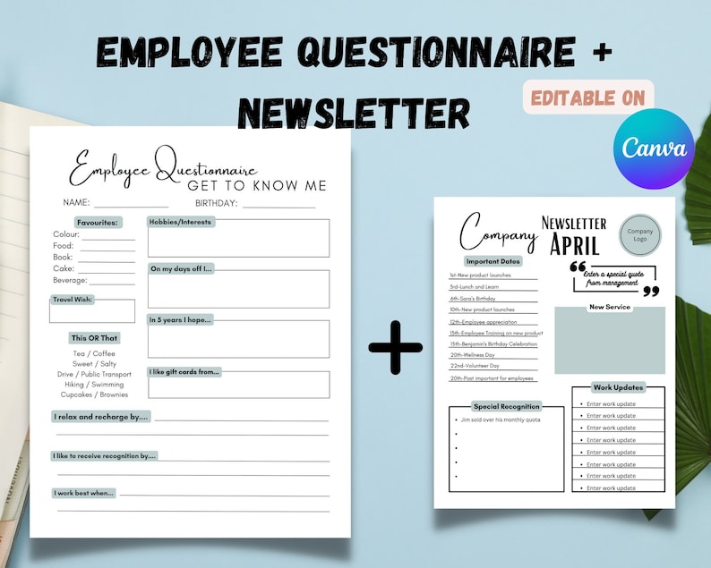 Employee Favourites Survey, Fillable PDF Survey, Customized, Editable ...