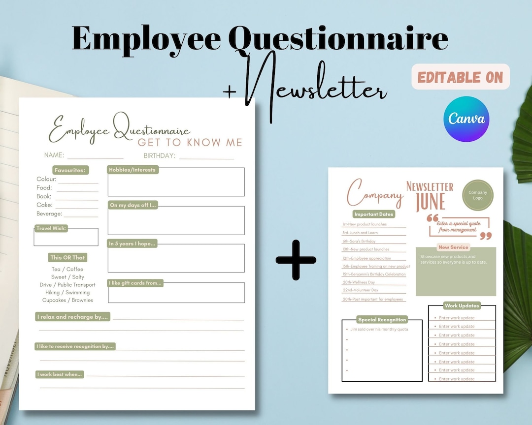 Employee Favourites Survey, Fillable PDF Survey, Customized, Editable ...
