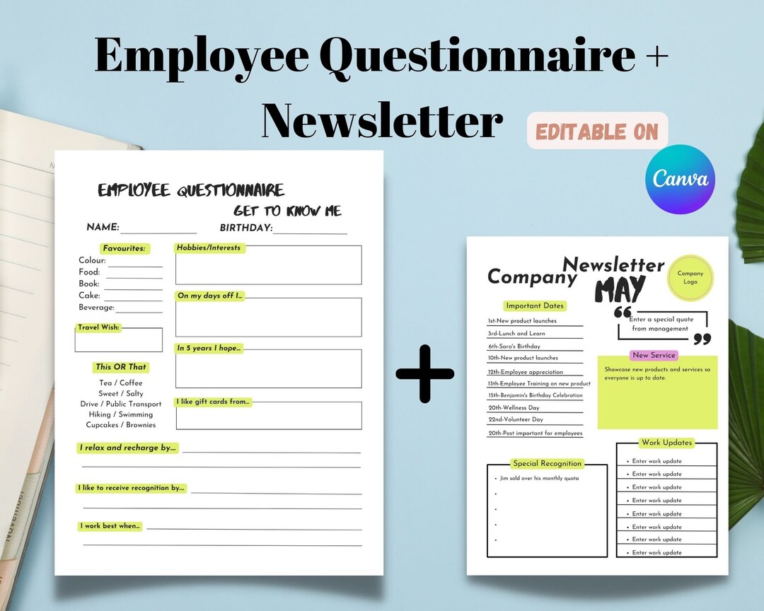 Employee Favourites Survey, Fillable PDF Survey, Customized, Editable ...