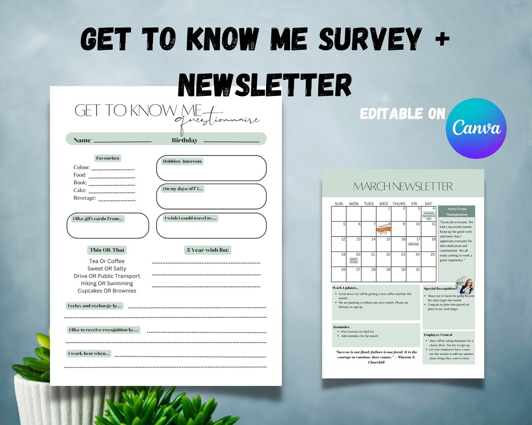 Employee Favourites Survey, Fillable PDF Survey, Customized, Editable ...