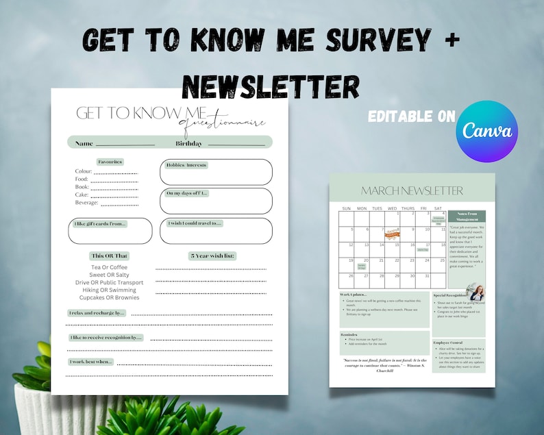 Employee Favourites Survey, Fillable PDF Survey, Customized, Editable ...