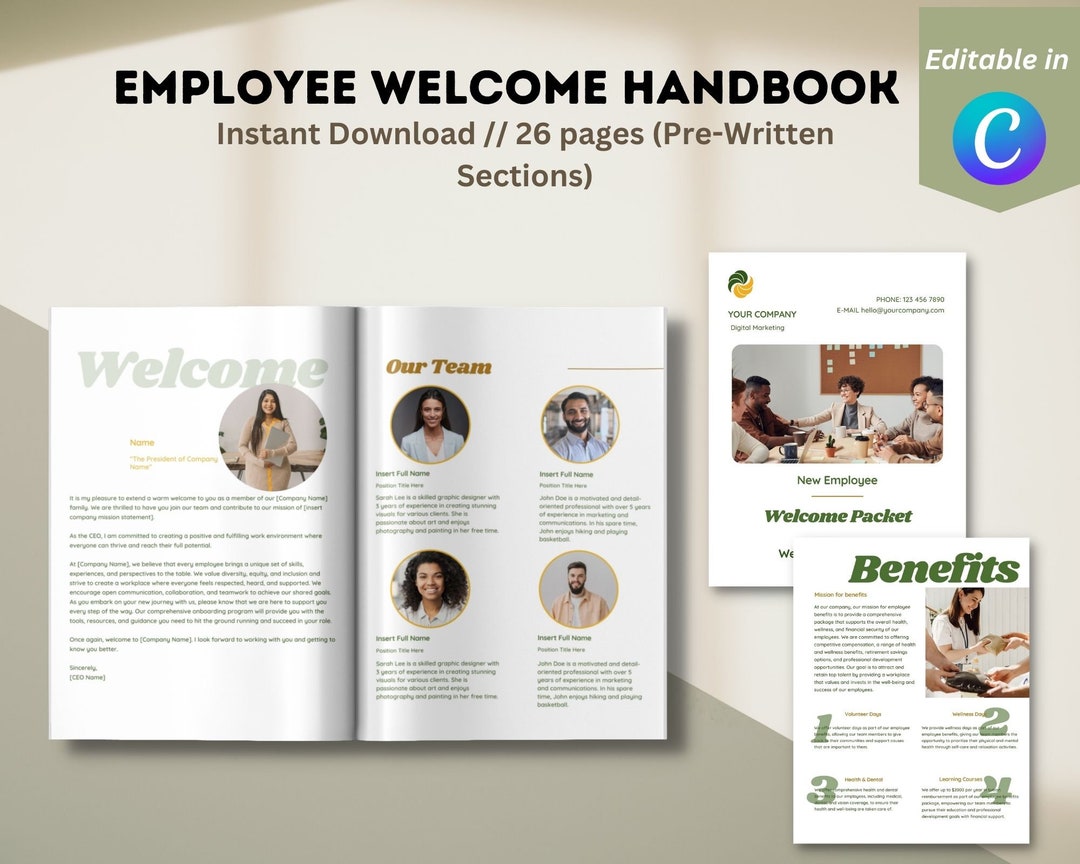 Employee Onboarding Template, HR Manual, New Employee Welcome Handbook ...