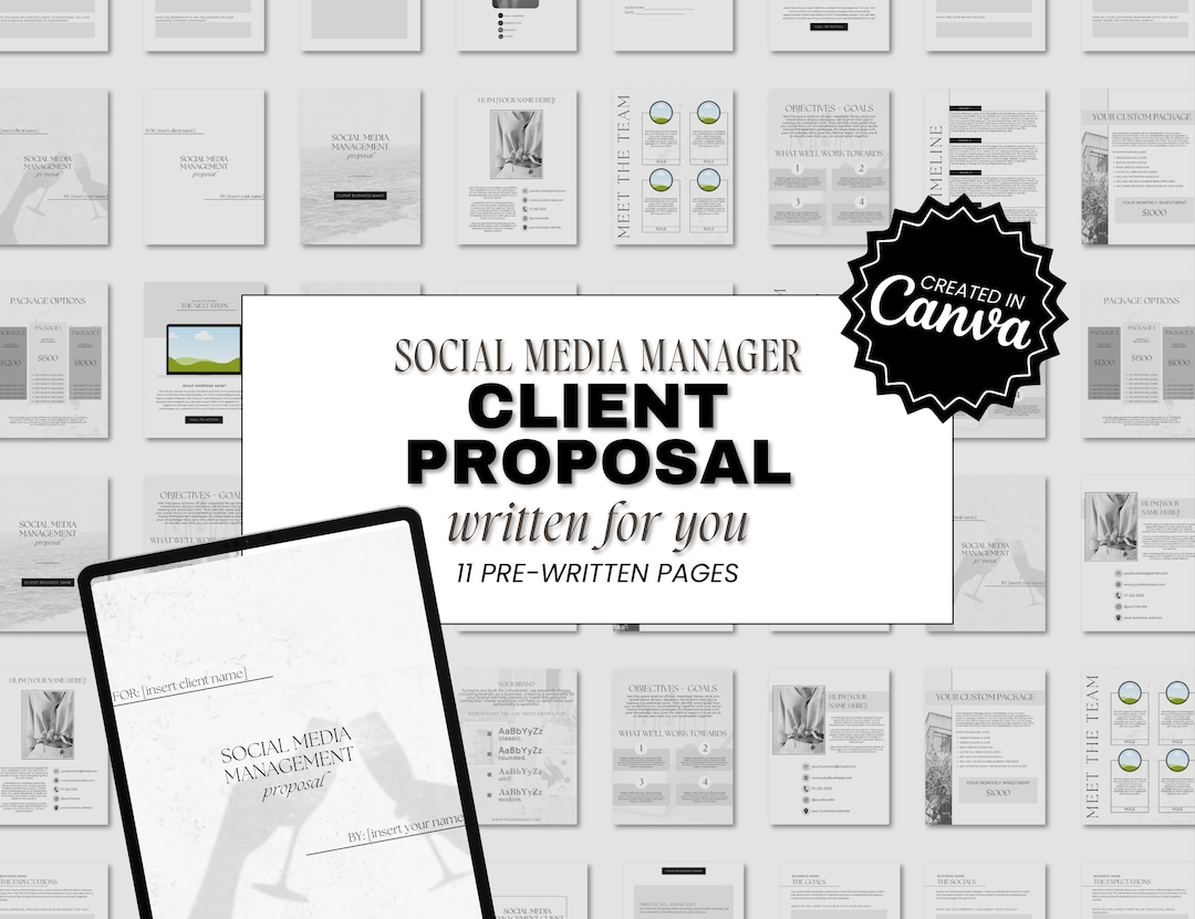 Social Media Manager Proposal Template | Canva Editable Template ...