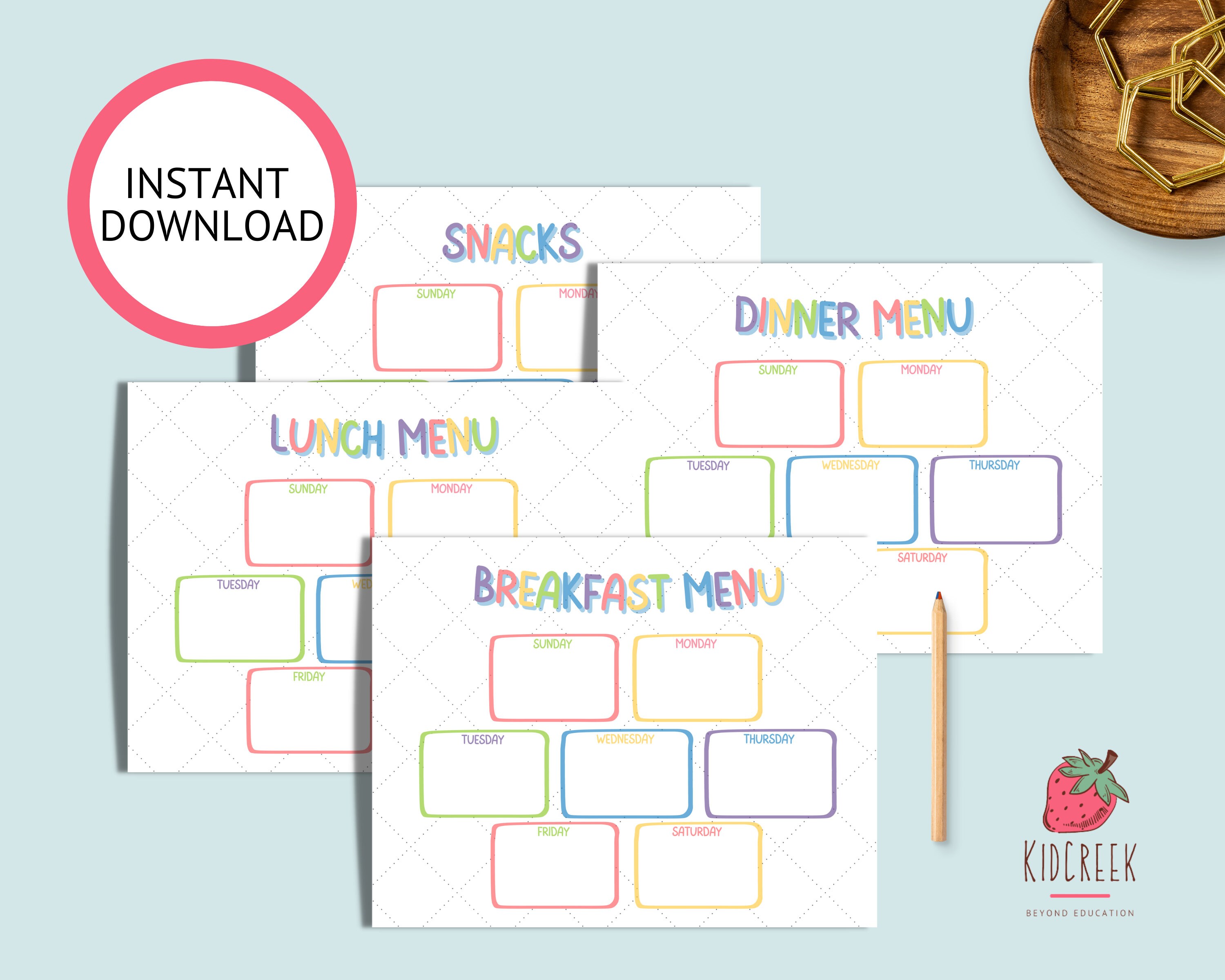 Printable Kid's Menu Template, Homeschool Learning, Life Skills for ...