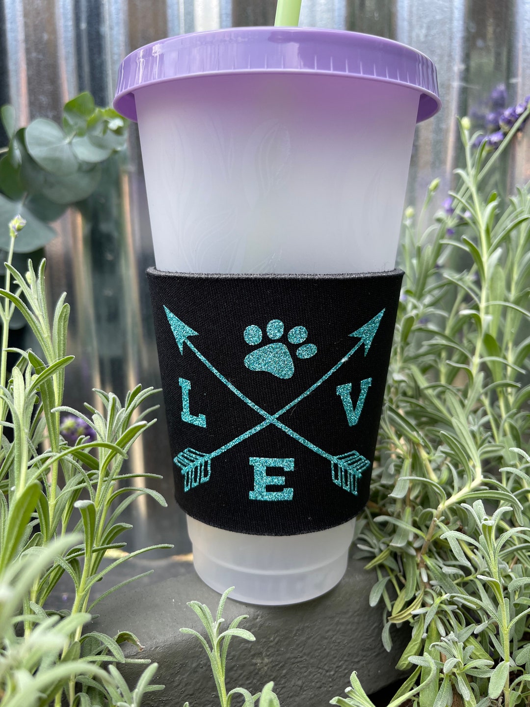 Iced Coffee Sleeve, Paw Prints, Neoprene Coffee Sleeve, Drink Sleeve ...