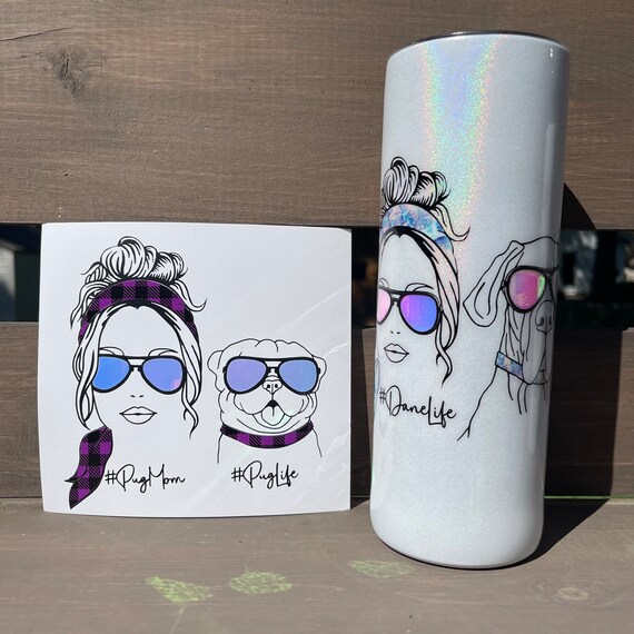 Pug Life Pug Mom Messy Bun Dog Mom Tumbler Cup Pug - Etsy