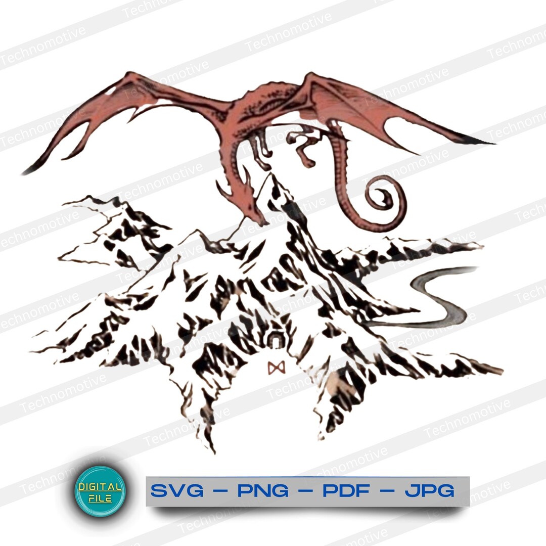 Lord of the Rings Svg Png, Smaug Tattoo Figure, Lonely Mountain ...