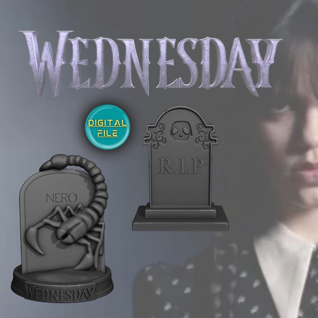 Wednesday Nero Stl, Gravestone R.I.P. Thing, Wednesday Gravestone R.I.P ...