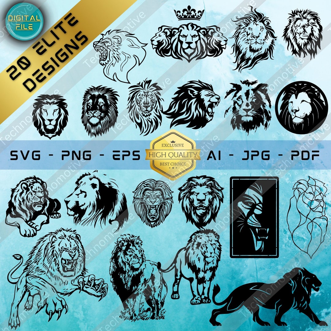 Lion Clipart Svg Bundle, Lion Svg, Png, Pdf, Eps, Ai, Jpg, Lion High ...