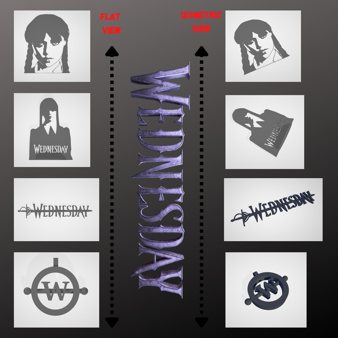 Wednesday STL, Wednesday Addams SVG File, 4 Different Formats Wednesday ...