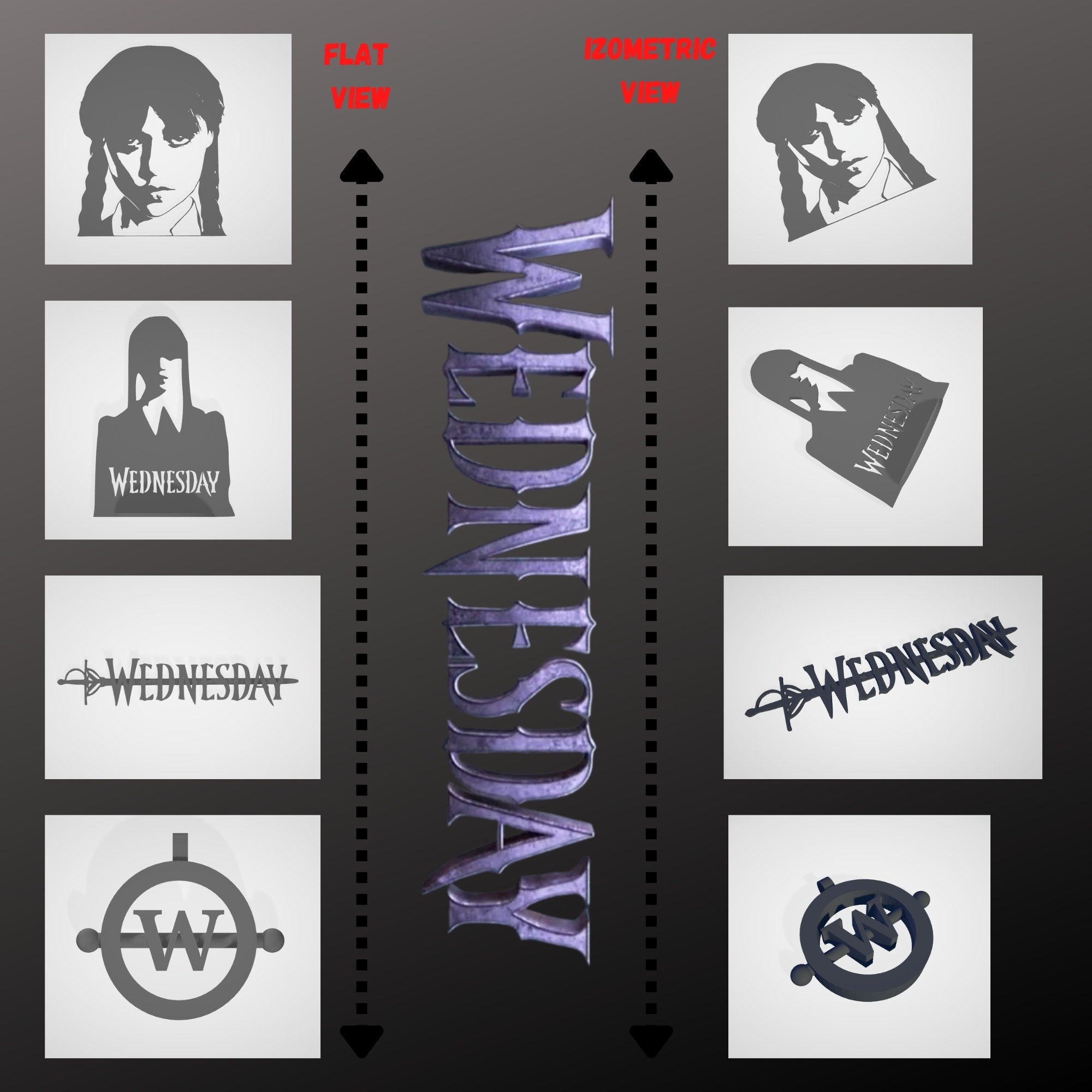 Wednesday STL, Wednesday Addams SVG File, 4 Different Formats Wednesday ...