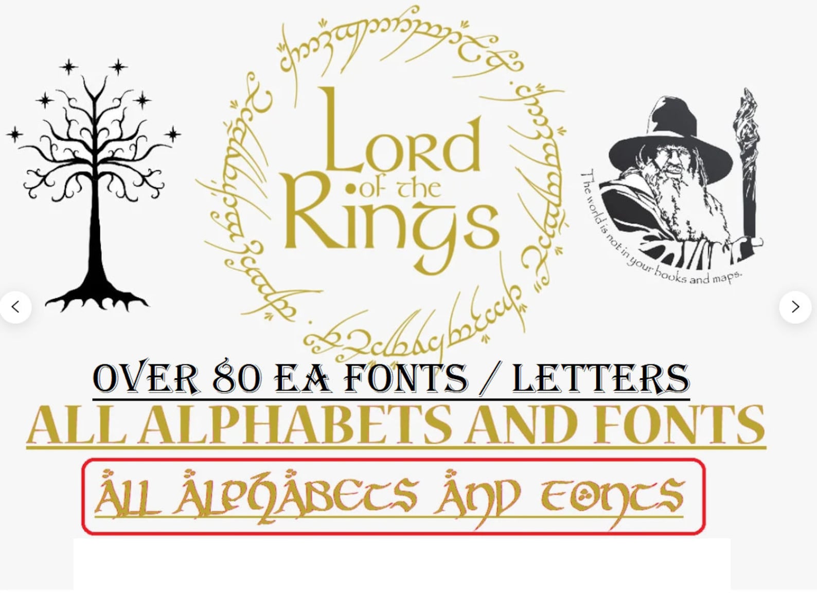 Lord of the Rings Letter Font Bundle, Aniron Font, Elf Font, Elvish ...