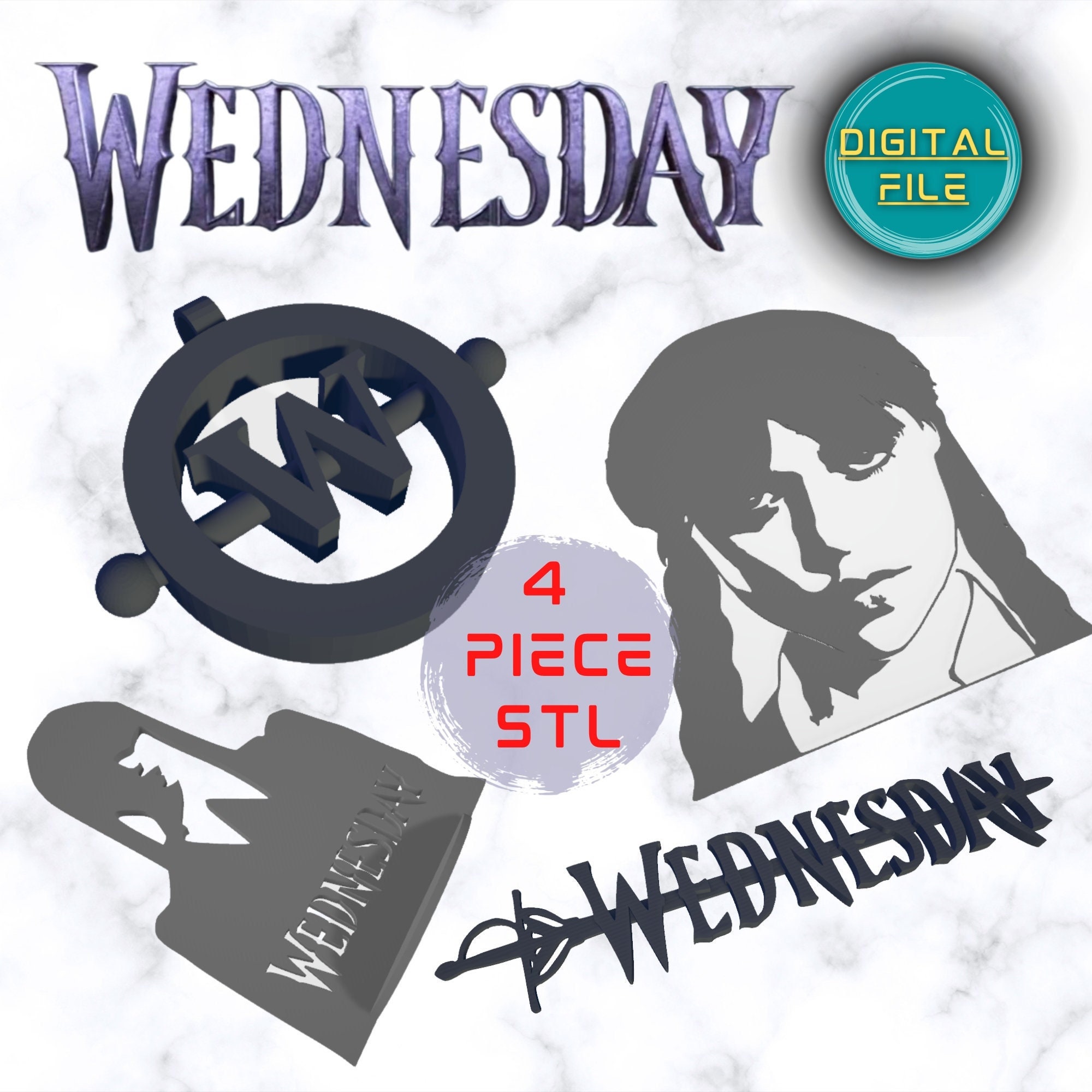 Wednesday STL, Wednesday Addams SVG File, 4 Different Formats Wednesday ...
