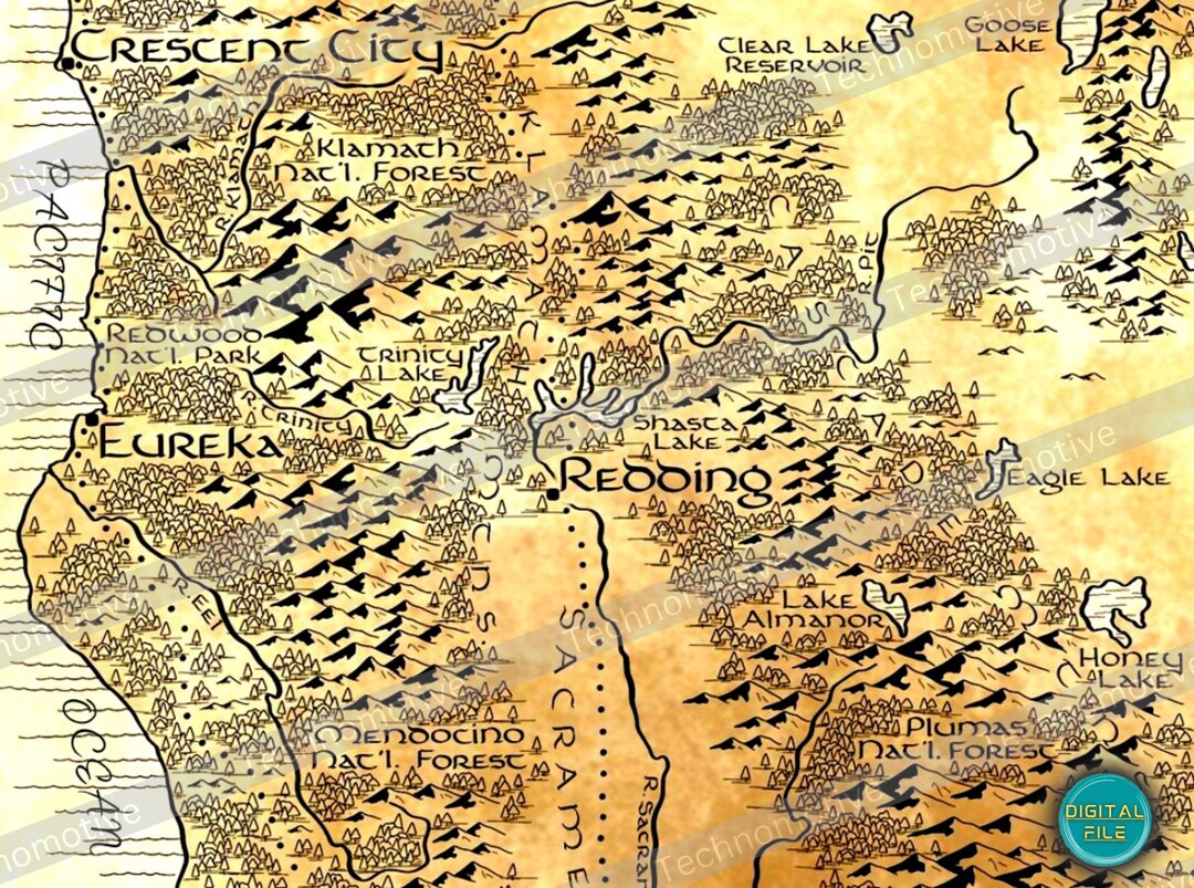 North California Fantasy Map California Map Cricut Clipart - Etsy