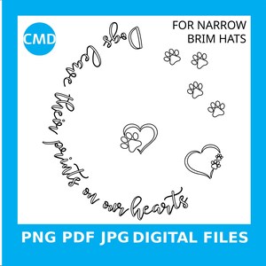 Dogs Paw Prints Hat Burning Design, Pawprints on Hearts Pattern, for ...