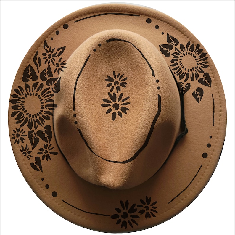 Sunflower 2 Hat Burning Design Narrow Brim Hat Digital Files Png Pdf ...