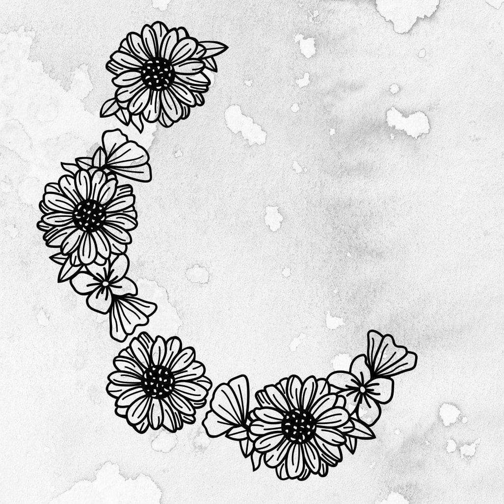 Floral Spray Hat Burning Design, Flower Arc Hat Template, Wide Brim ...