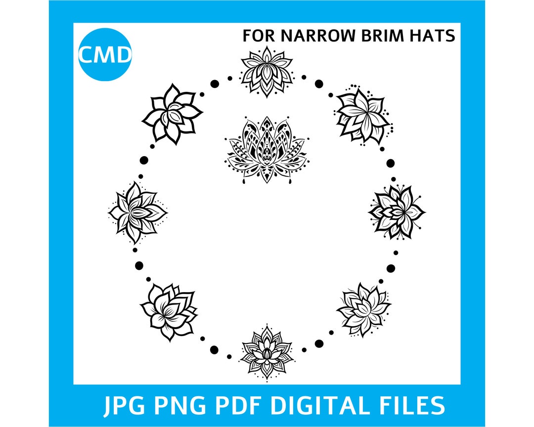 Traceable Hat Burning Design PNG, Lotus Flower Pattern, Print Trace ...