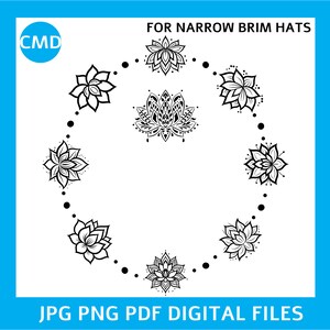Traceable Hat Burning Design PNG, Lotus Flower Pattern, Print Trace ...