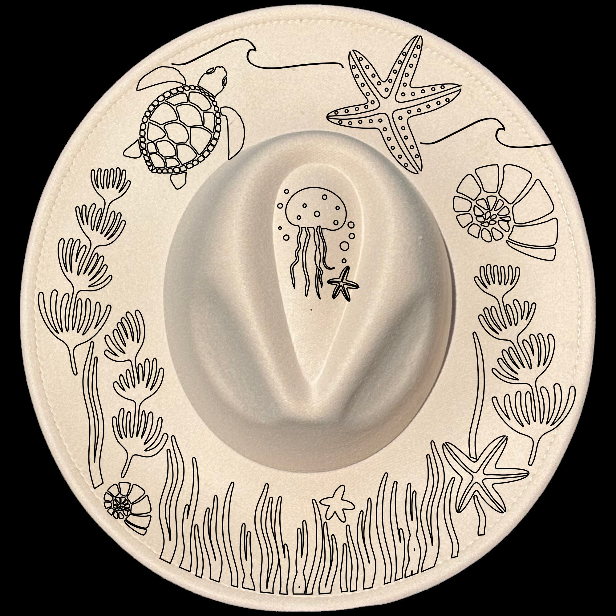 Under Sea Hat Burning Design, Ocean Theme Template, Turtle Starfish ...