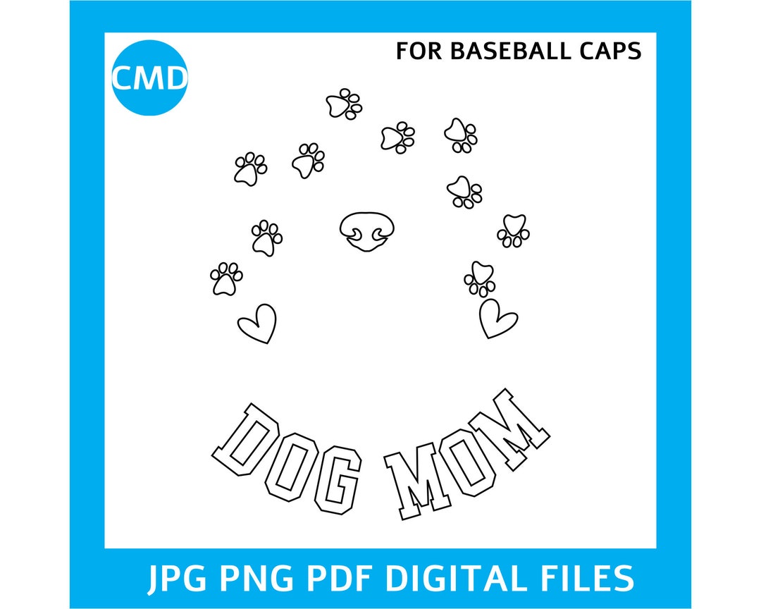 Dog Mom Baseball Hat Burning Design, Paw Print Pattern, Dog Nose Print ...