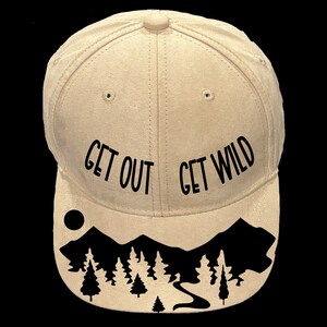 Mountains Baseball Hat Burning Design, Pine Tree Pattern, Wilderness ...