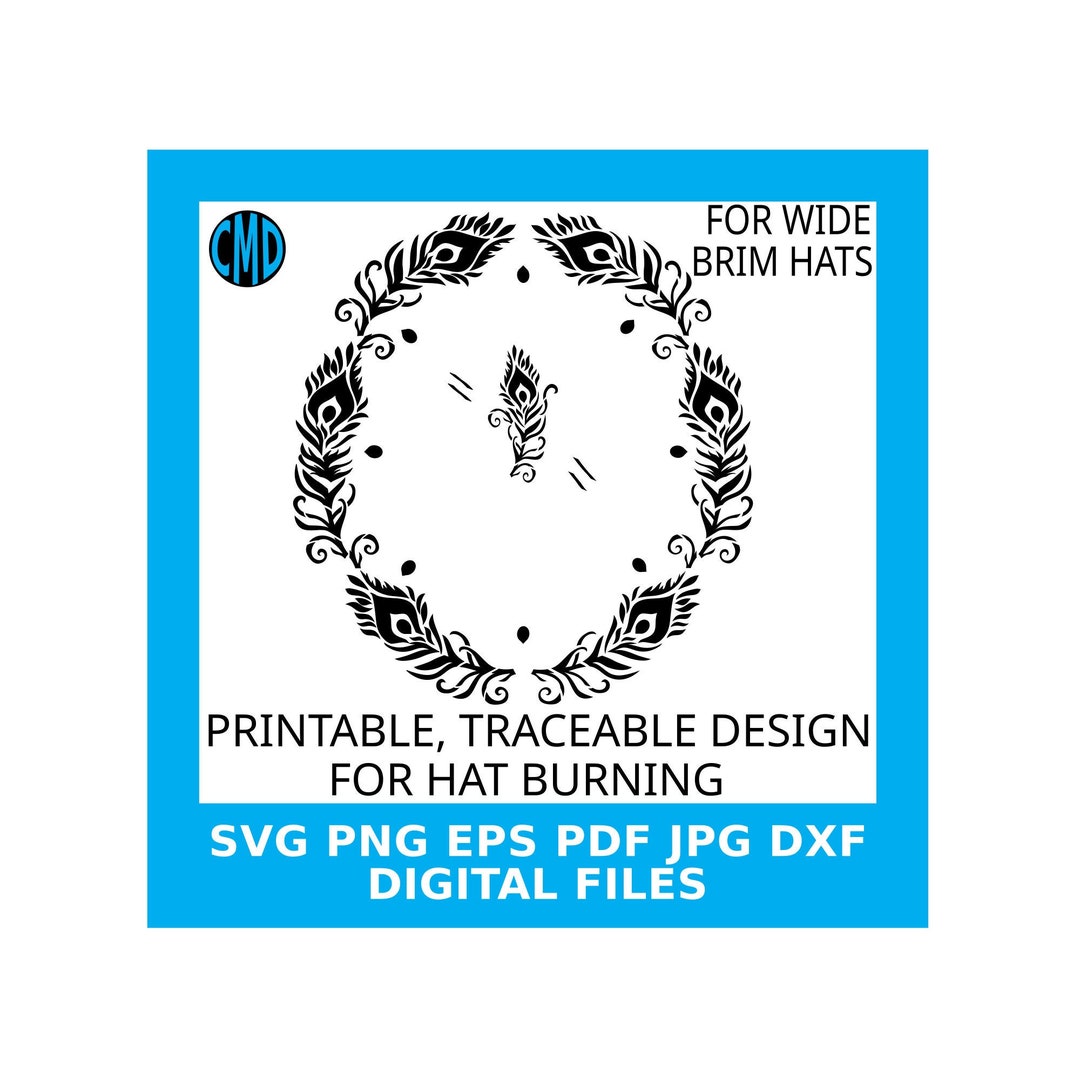 Traceable, Peacock Hat Burning Design, DIY Burning Template, Boho ...