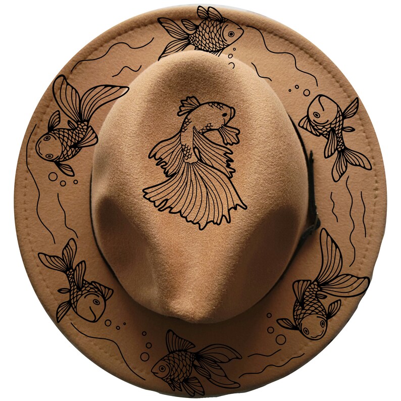 Traceable Hat Burning Design, Goldfish Pattern, Print Trace Burn, for ...