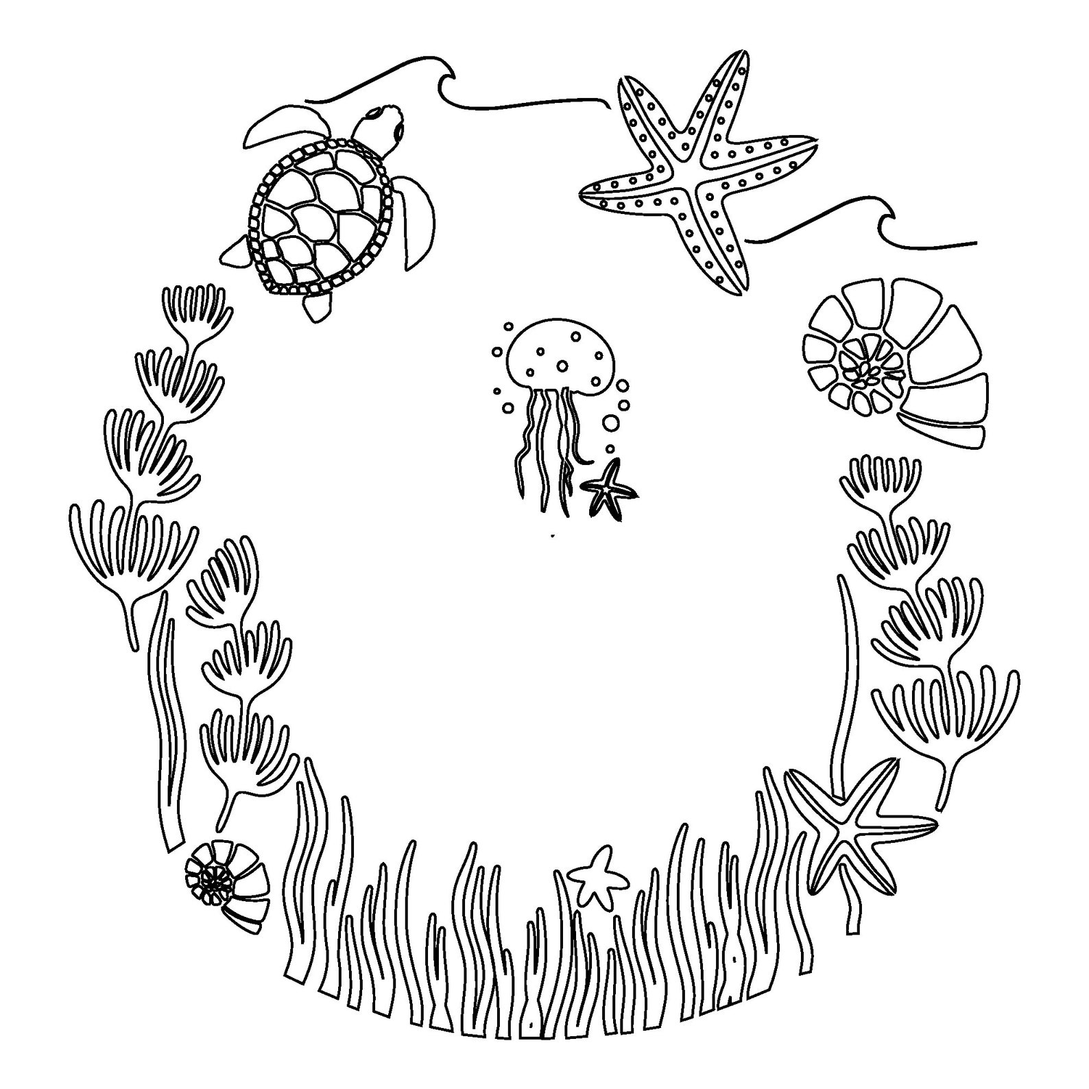 Under Sea Hat Burning Design, Ocean Theme Template, Turtle Starfish ...